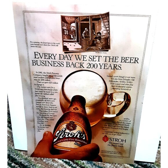 Wall Decor | 1985 Strohs Beer Setting The Business Back Original Print ...